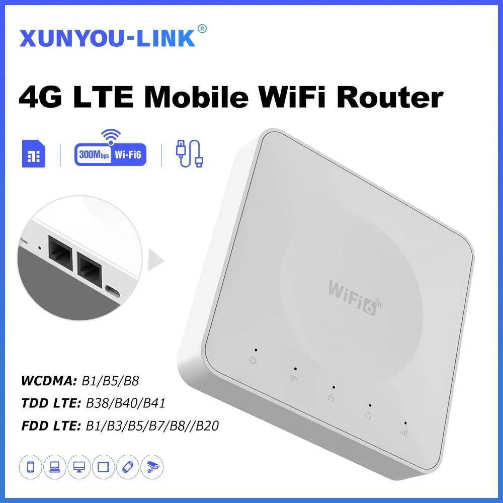 4G LTE Router WiFi 6 SIM Card Modem Support 32 Device Connections ...