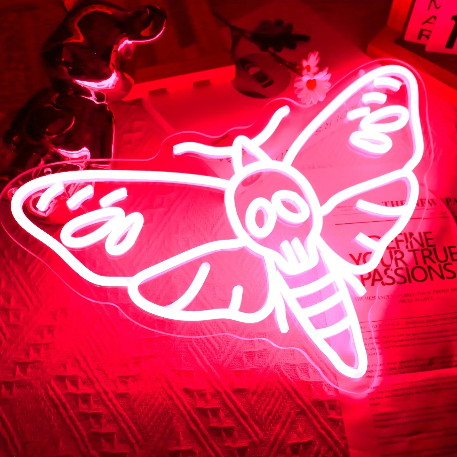 Unique Moth Shaped LED Neon Sign USB Powered Adjustable Lighting ...