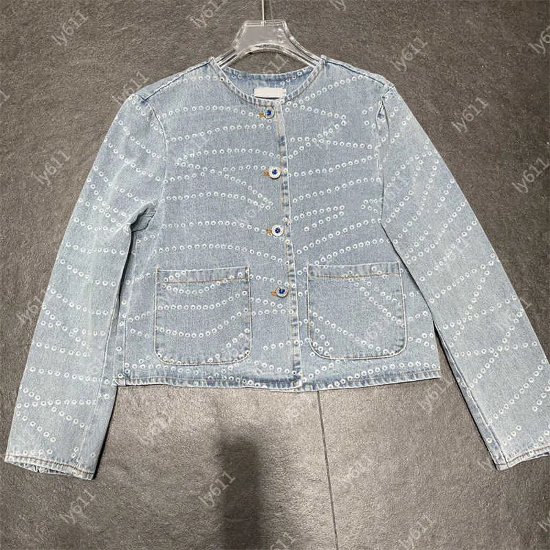 Designer Denim Jacket Women Spring Full Logo Jacquard Denim Jacket ...