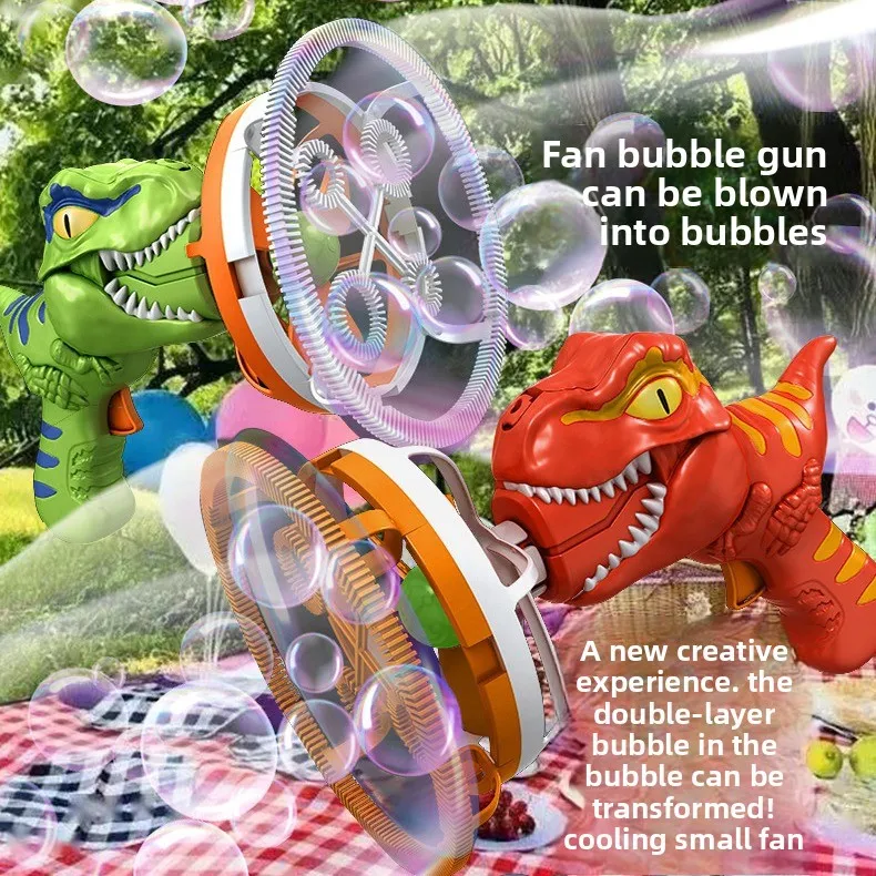 Bubble Machine 250ml Bubble Solution / New Children's Handheld Electric Dinosaur Fan Bubble Gun ...