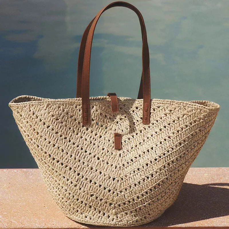 Designer Straw Handbags | Raffia Tote Bag Woven Beach Bucket Bag, Large ...