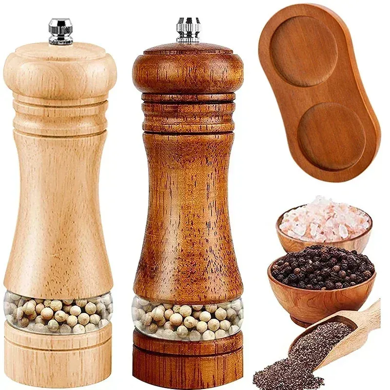 Manual Pepper Grinder: Wooden Salt and Pepper Mill, Multi-Purpose Spice ...