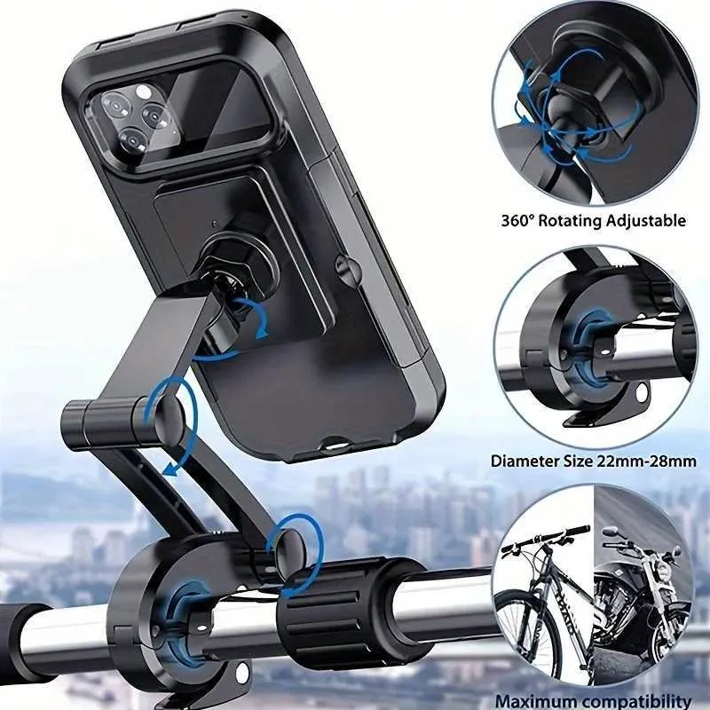 Waterproof Motorcycle Bike Mobile Phone Holder, Magnetic Universal ...