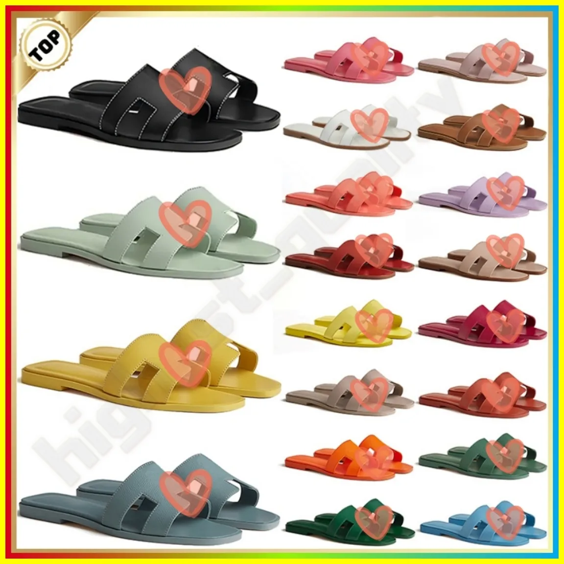 Oran Slippers Women Genuine Leather Casual Sandals With Box Luxury ...