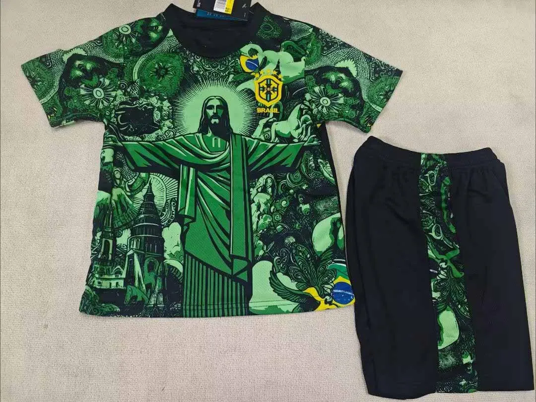 2025 2026 BRAZILS Kit Enfant Drop Shipping Maillot De Football Christ ...