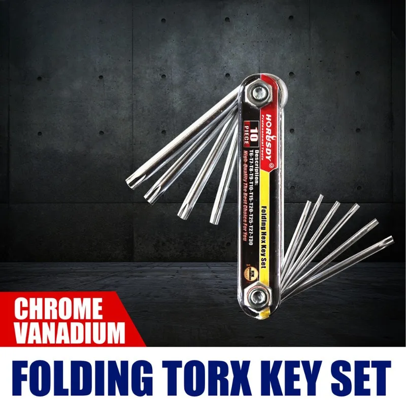 Folding Torx Screwdriver Set T6 T30 Chrome Vanadium Steel Portable ...