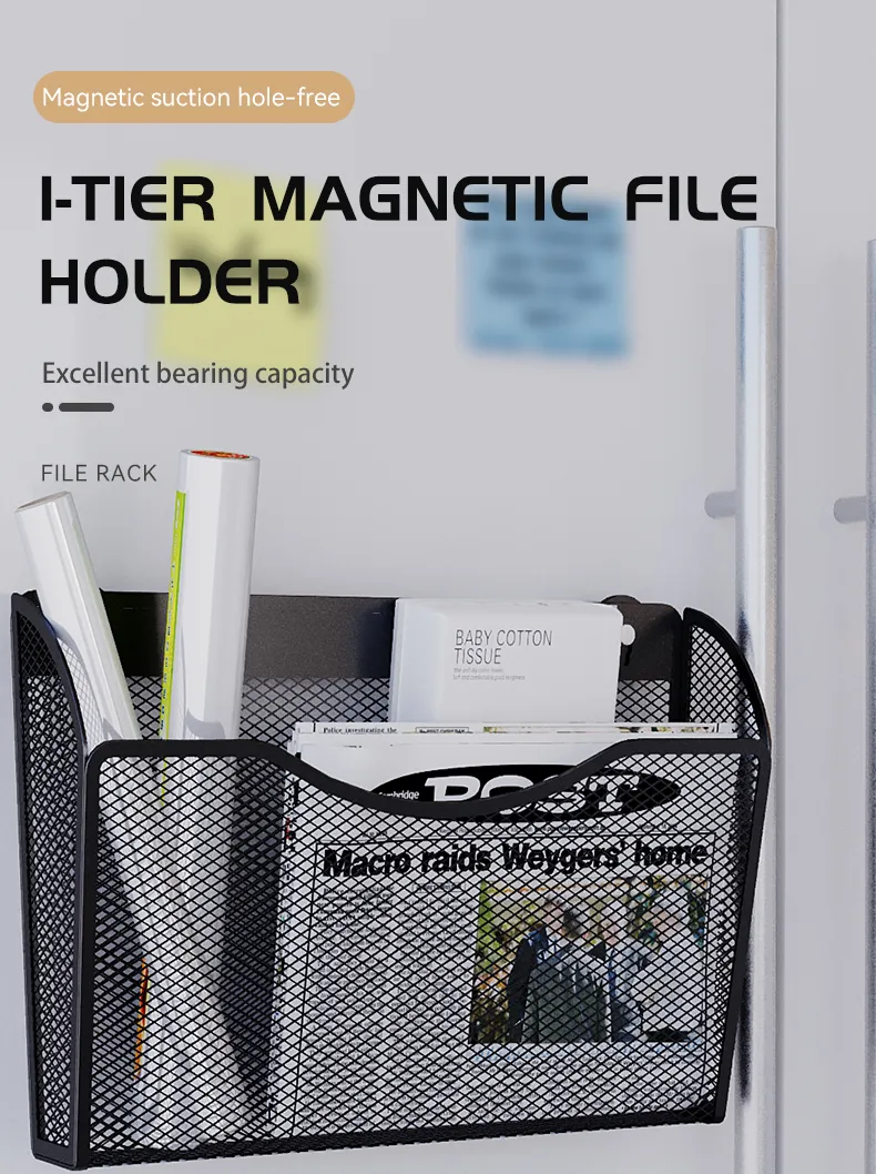 Space Saving Magnetic File Organizer Wall Mountable Steel Storage ...