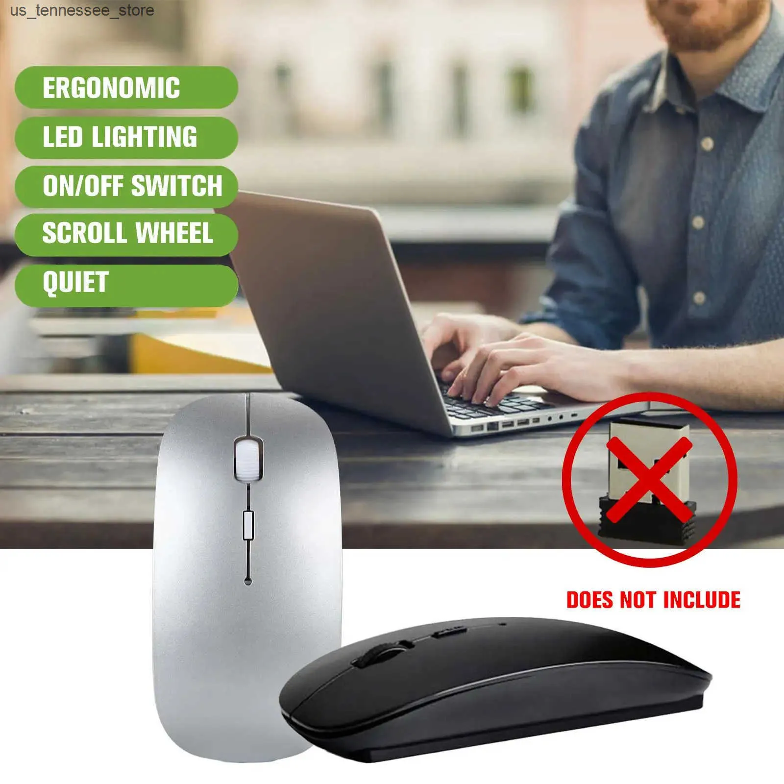 Ergonomic Wireless Mouse: Silent Click, Rechargeable, With USB Adapter ...