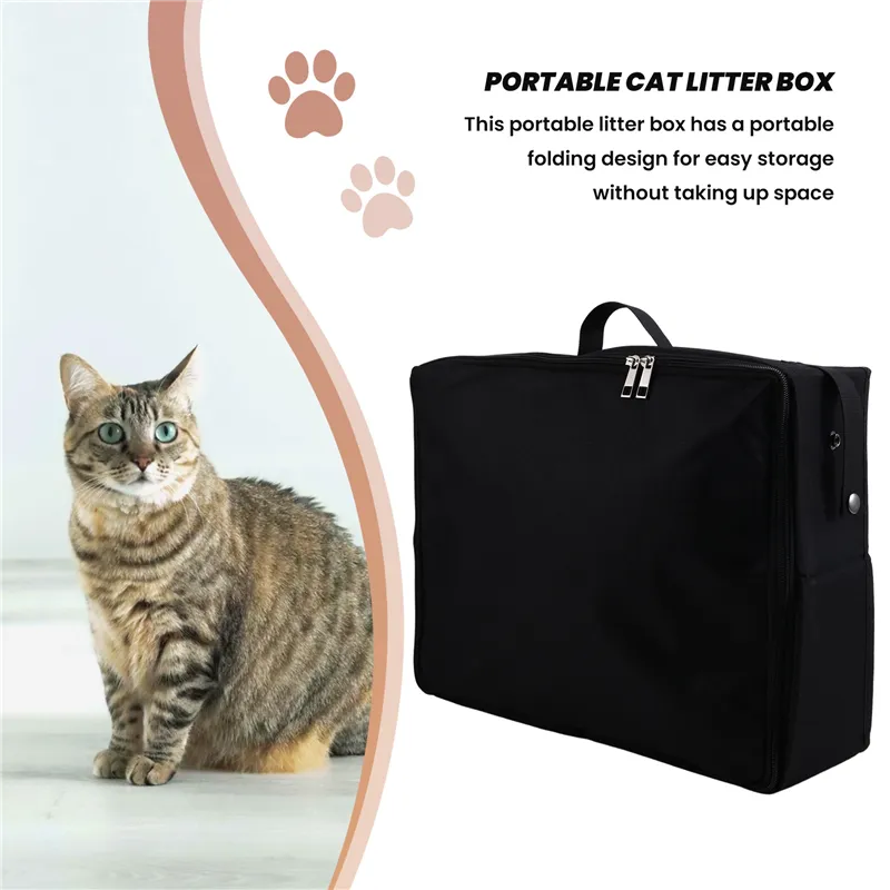 Waterproof Portable Cat Toilet Collapsible Cat Litter Box With Foldable ...
