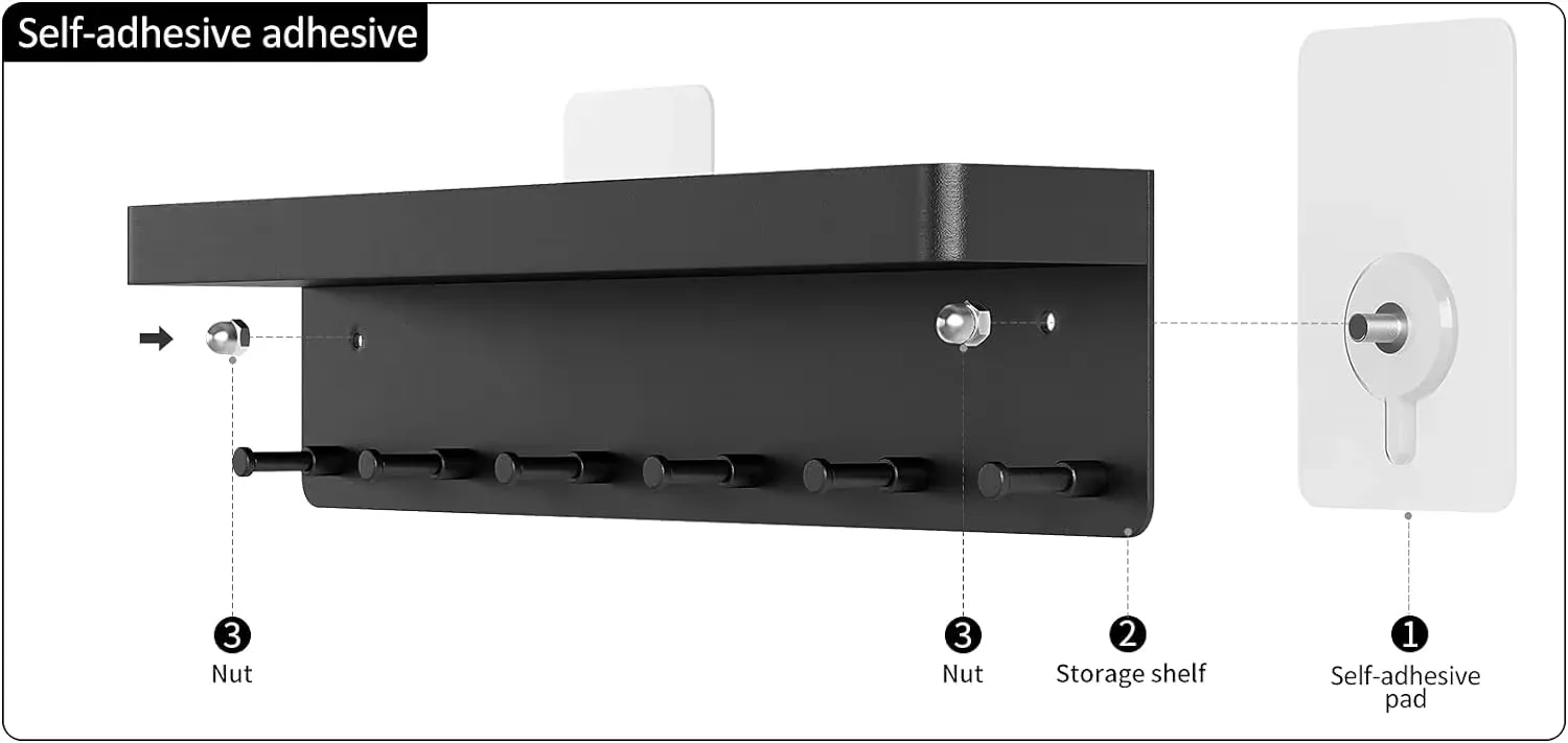 Adhesive Key Holder with Mail Organizer - Wall Mounted Entryway ...