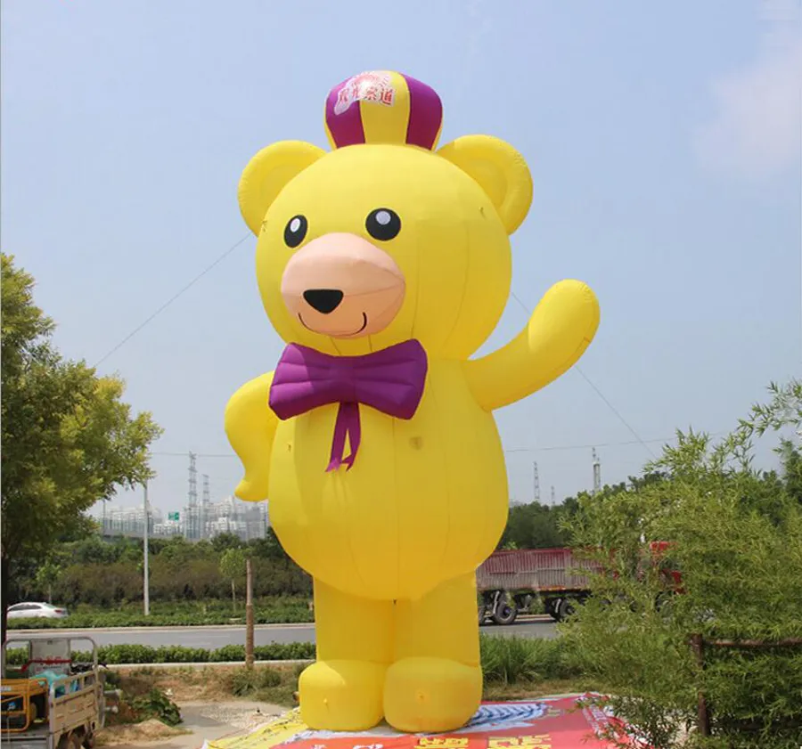 5mH Cute Inflatable Yellow Cartoon Beckoning Bear Model for Parties and ...