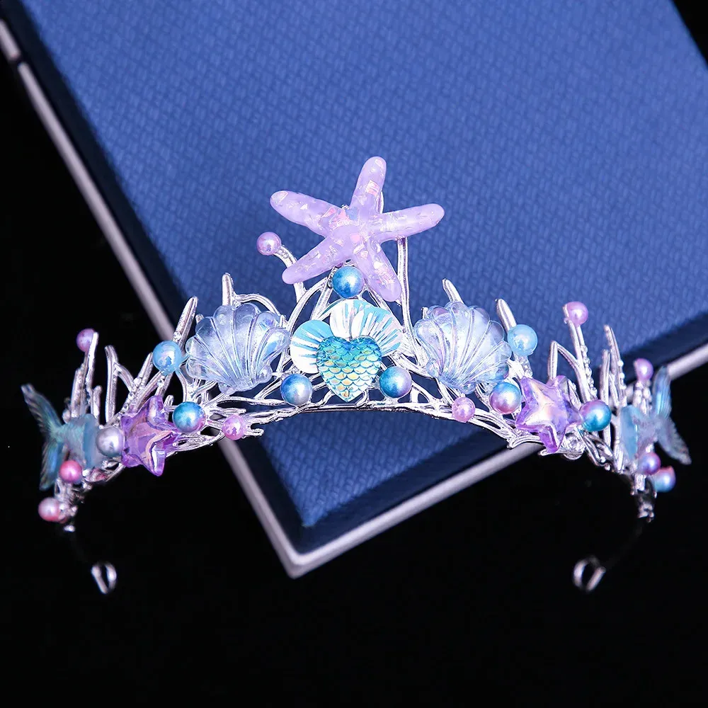 Tiaras Crowns 18K Gold Plated Mermaid Crown Hair Accessories For Women ...