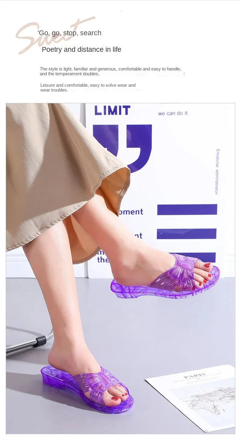 Women's PVC Bathroom Slippers Children's Summer Crystal Jelly Sandals ...