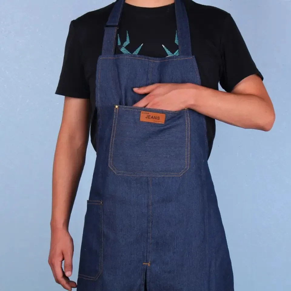 split leg apron denim