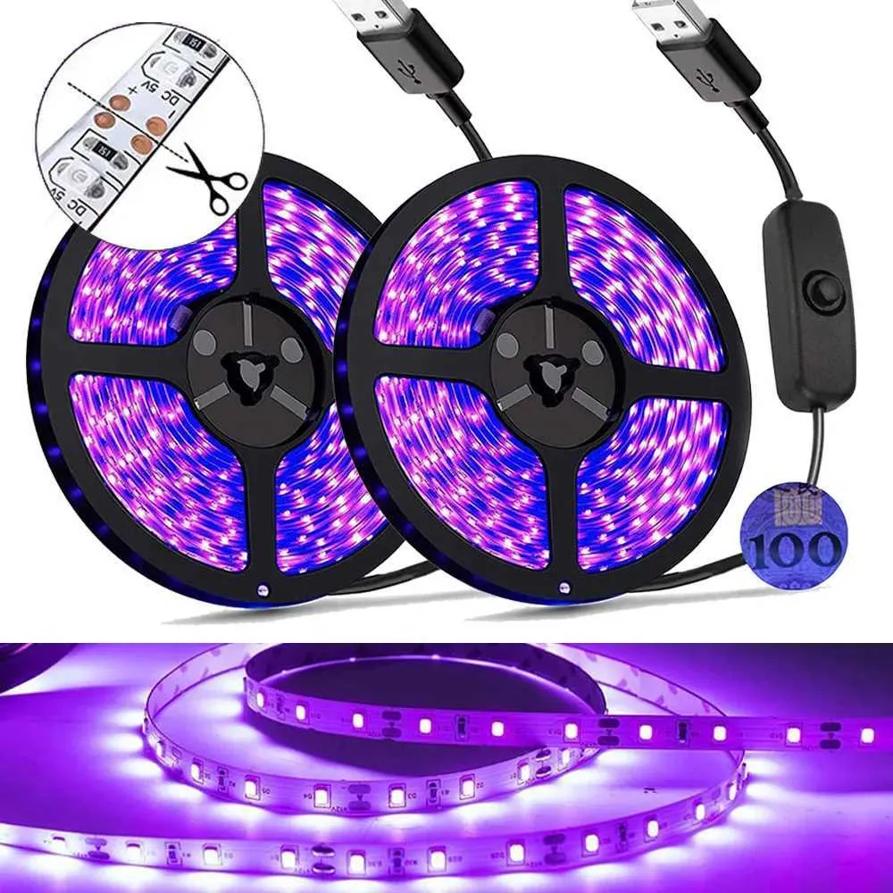 UV Led Strip Light 5V UVA Light 395 405nm SMD2835 Ultraviolet Ray LED ...