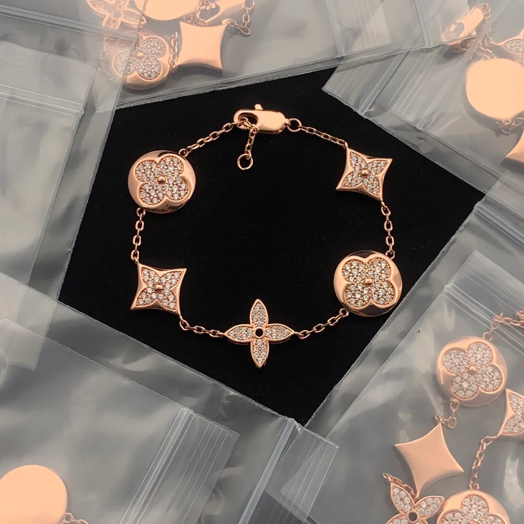 Clover Charm Bracelet Stainless Steel Silver Plated 18K Gold Plated ...