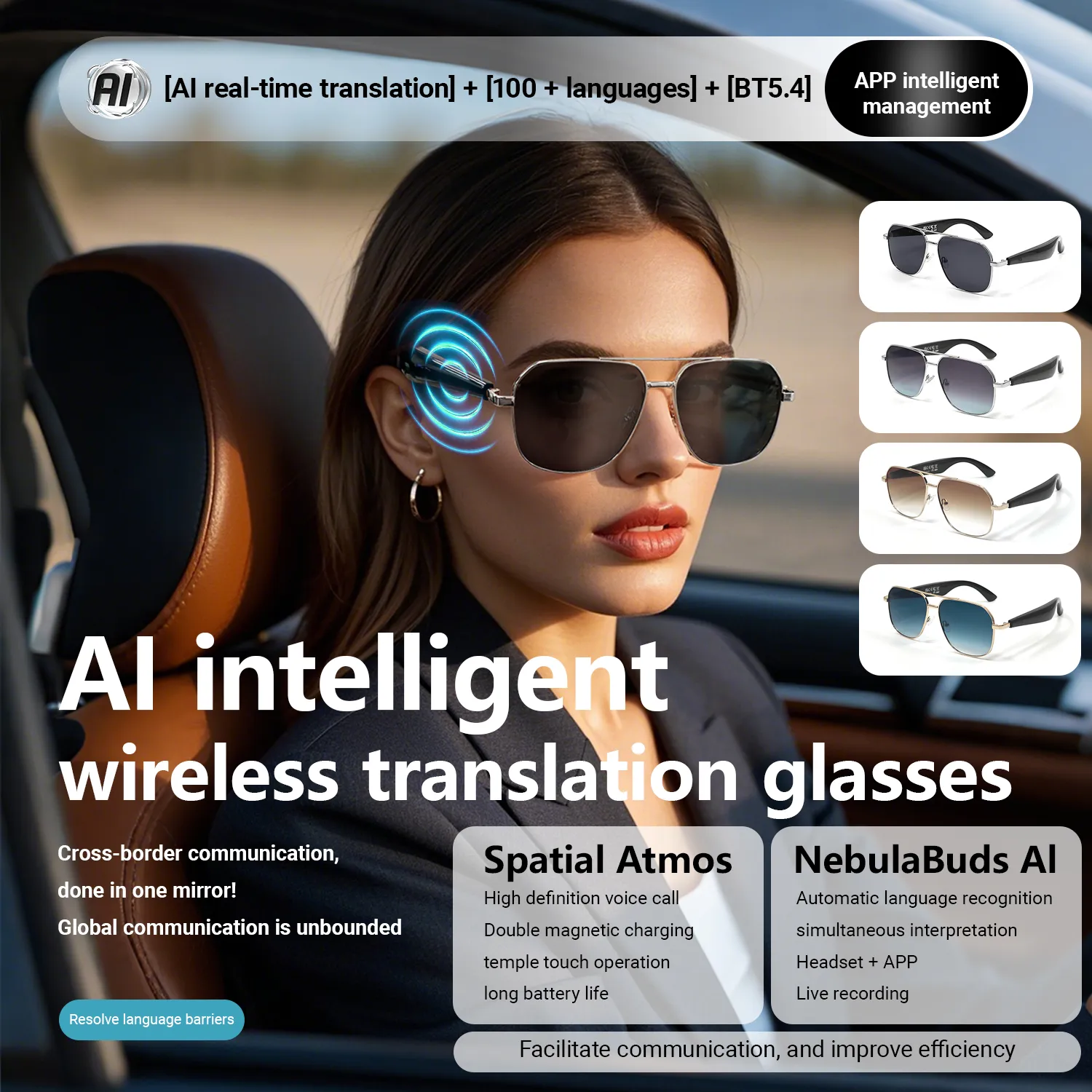 Real Time AI Translation Bluetooth Smart Buy Glasses Listening And ...