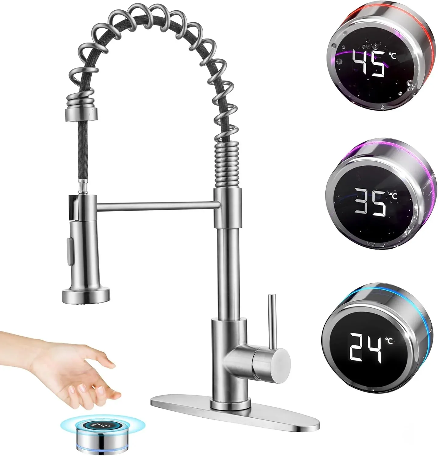 Modern Commercial Black Touchless Touch Control Kitchen Faucet With ...