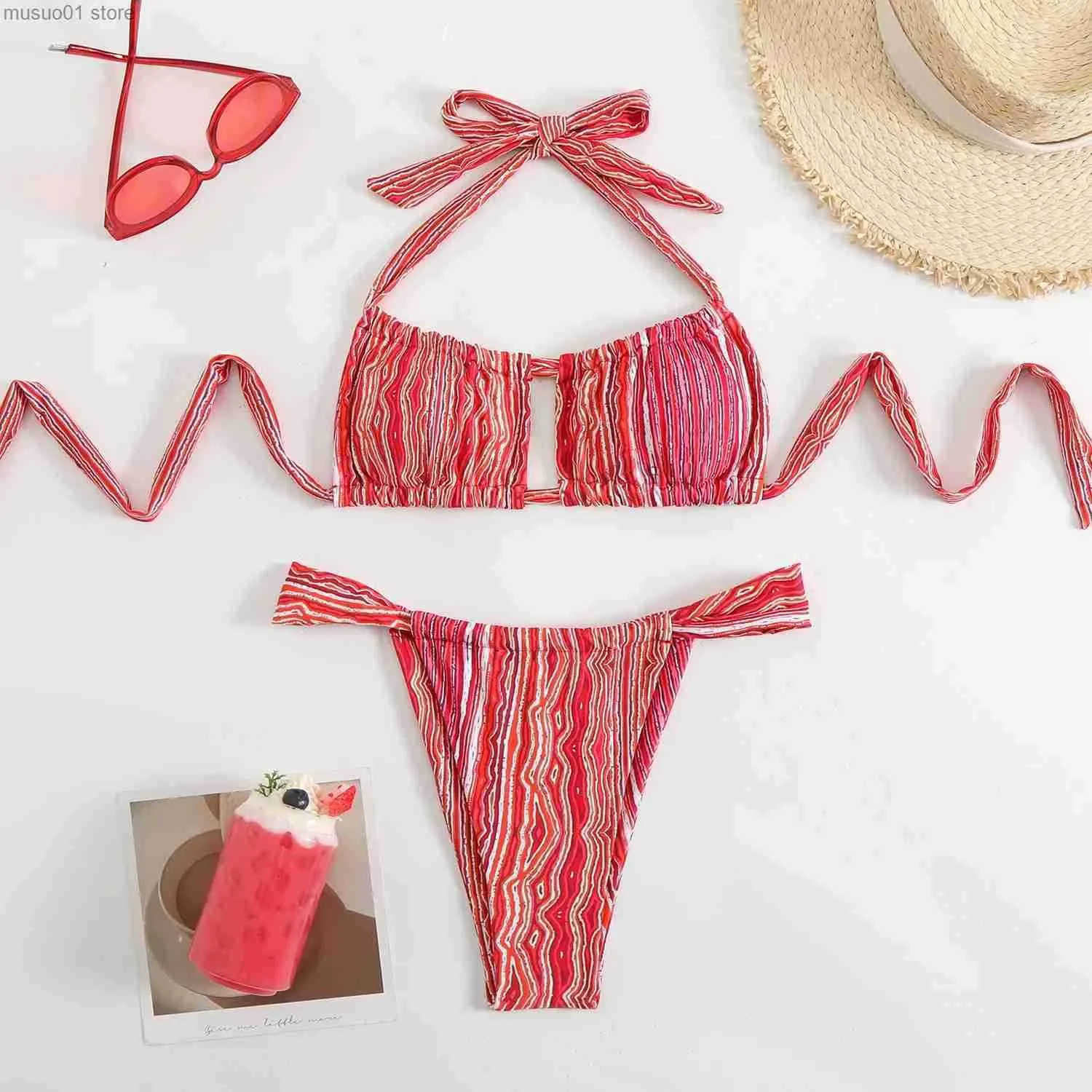 2025 High Cut Bandeau Twinset Bikini 2022 For Women Sexy Micro Swimwear ...