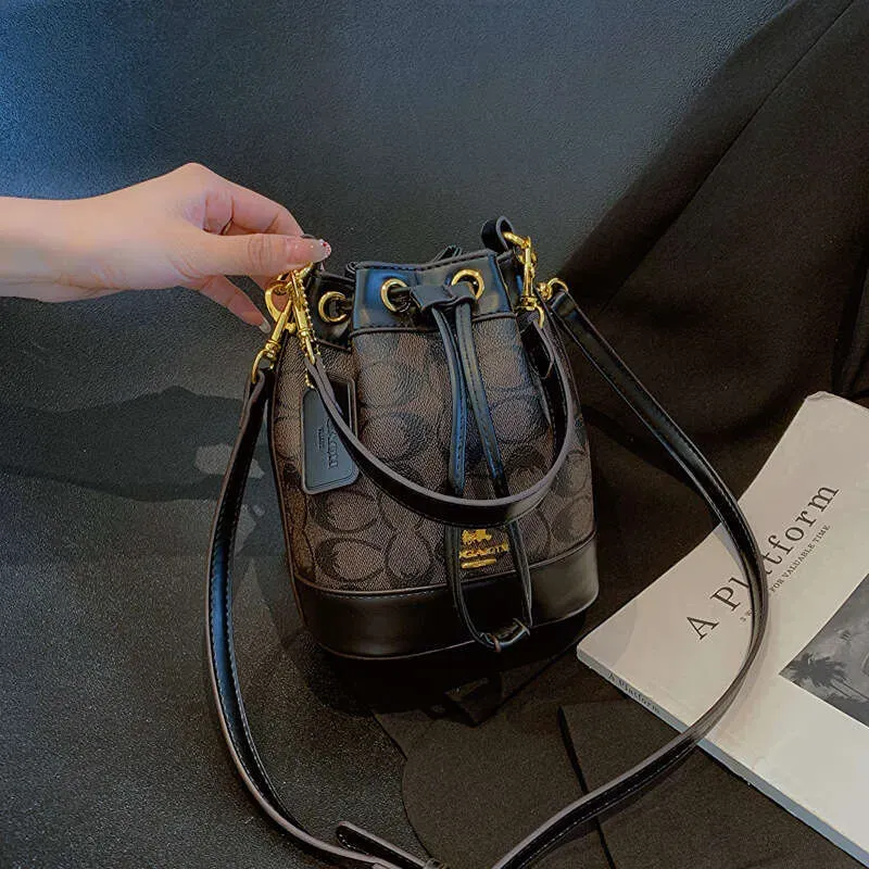 Drawstring Bucket Purse Small Soft Patent Leather Crossbody Bag with ...