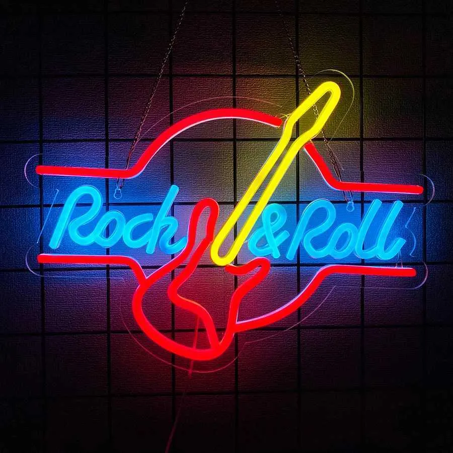 Rock Roll Music Neon Sign LED Guitar Icon USB Powered... From Addilynn ...