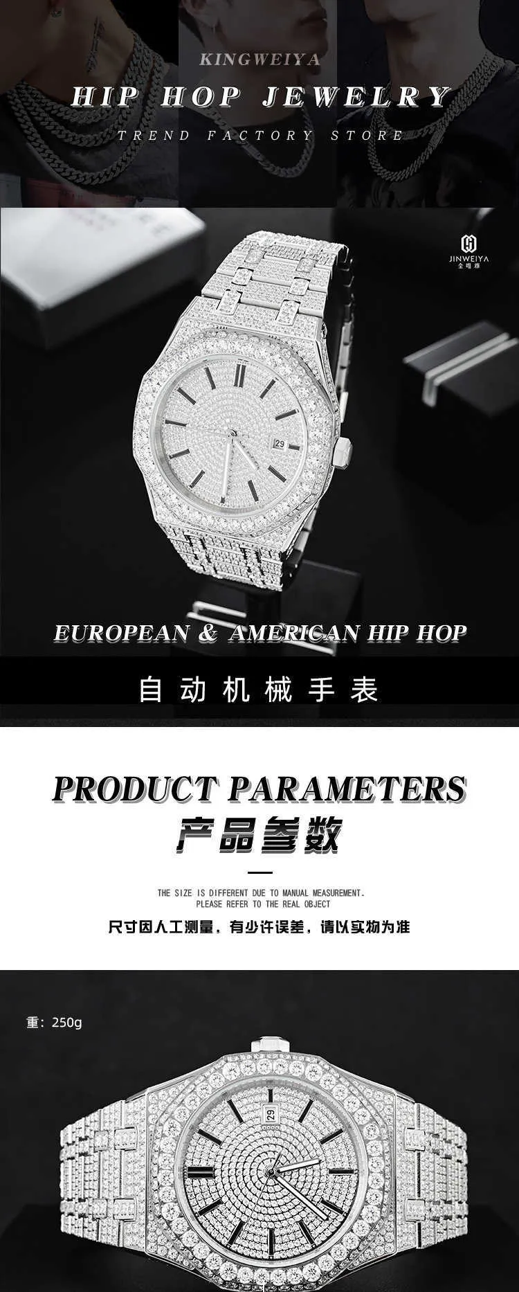 Luxury Moissanite Watch Diamond Watches Vvs Moissanite Watch Hip-hop ...