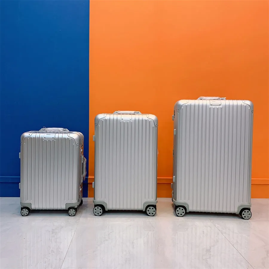 Rim0 30 Inch Metallic Rolling Suitcase: Durable Aluminum Alloy Travel ...