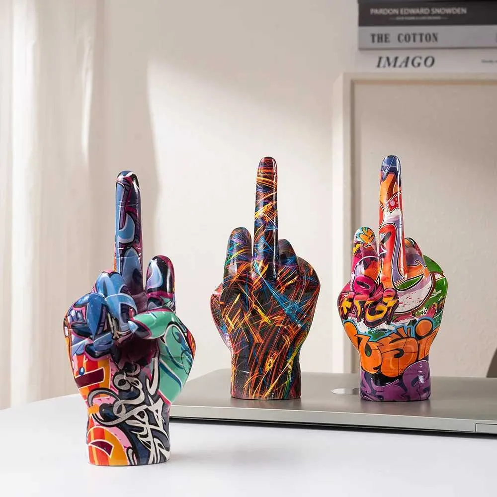 Middle Finger Gesture Figurine Glass Retro Nostalgia Style Office ...