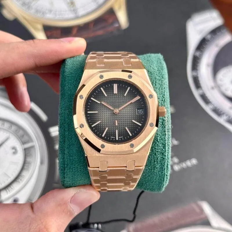 Jumbo Extra Thin 39mm Gold Watch With Smoked Grey Dial, 7121 Movement ...