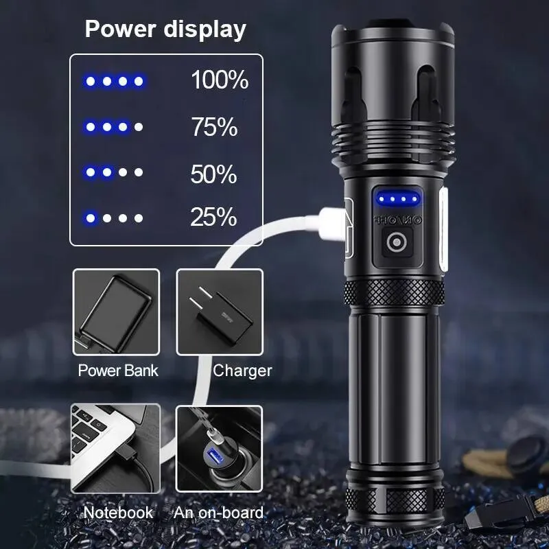2025 New High Power Rechargeable Tactical Brightest Rechargeable ...