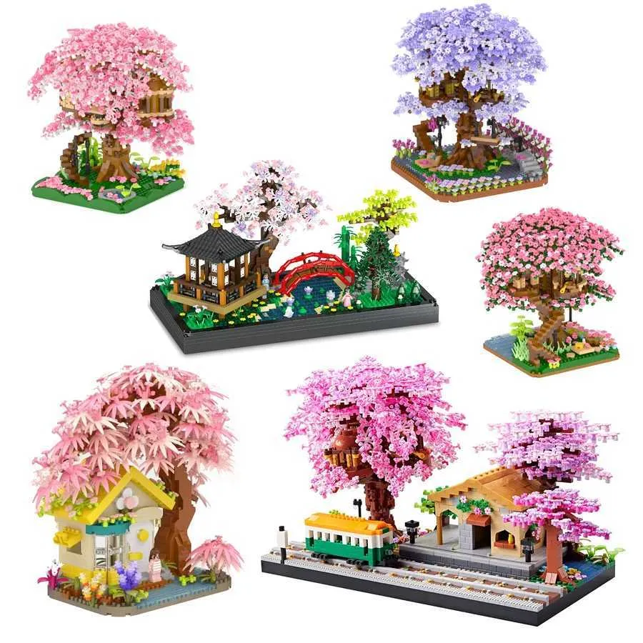 Sakura Blossom Cherry Tree House Building Blocks Mini Micro Building ...
