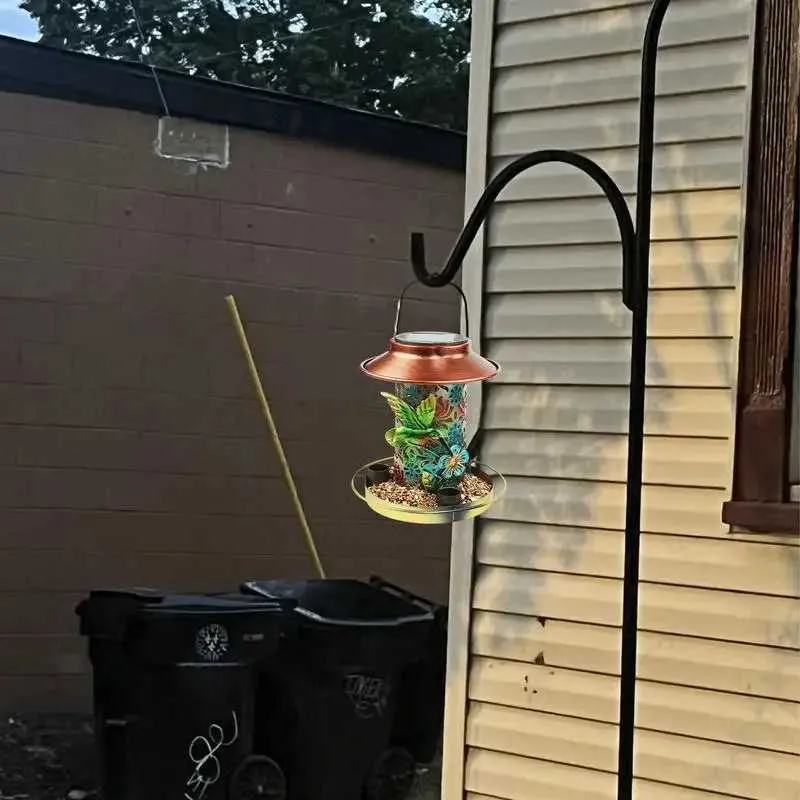 Solar Wild Bird Feeder Hummingbird Feeder With LED Light Outdoor Garden ...