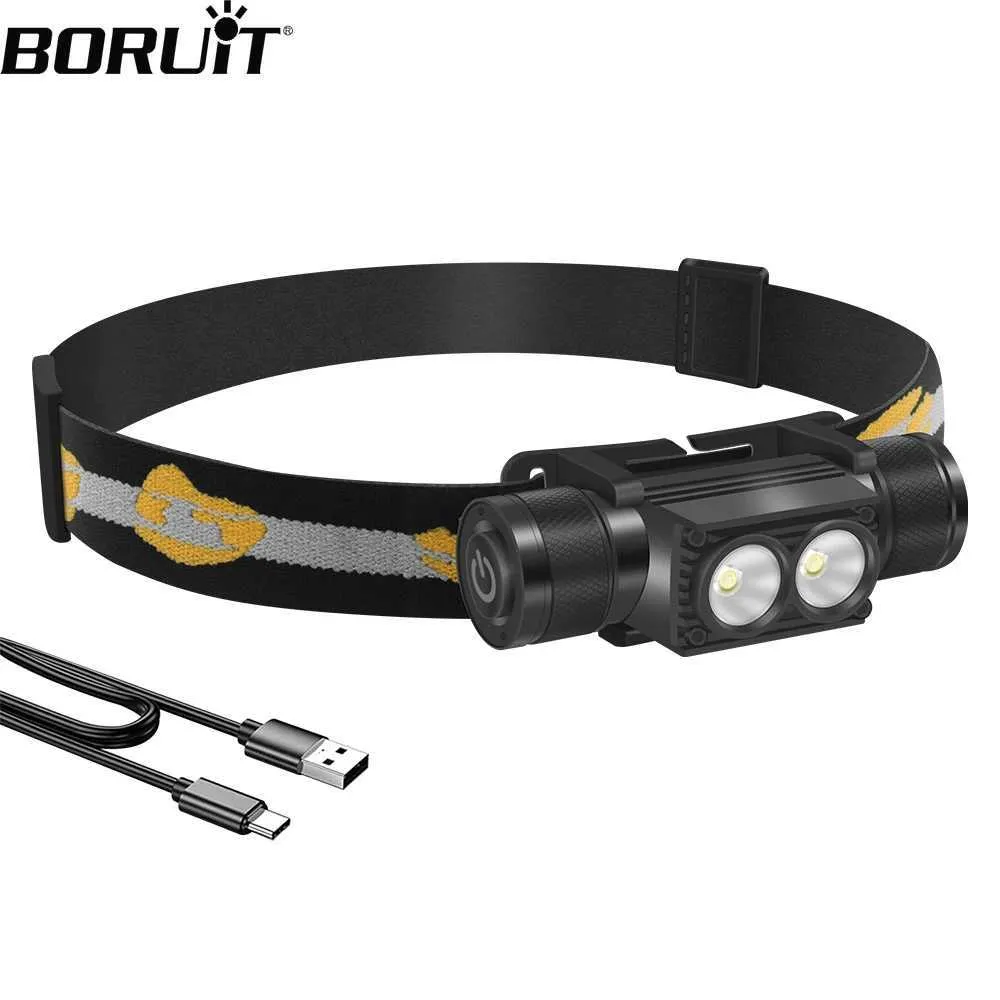 Head Flashlights Dual LED Headlight: 6 Speed 1200LM USB C Rechargeable ...