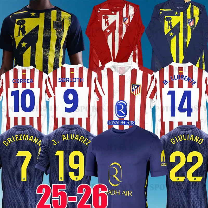 Atletico Madrids World Cup Soccer Shirts 25/26 Griezmann, Barrios, AlvAREZ, M.LLORENTE Men's ...