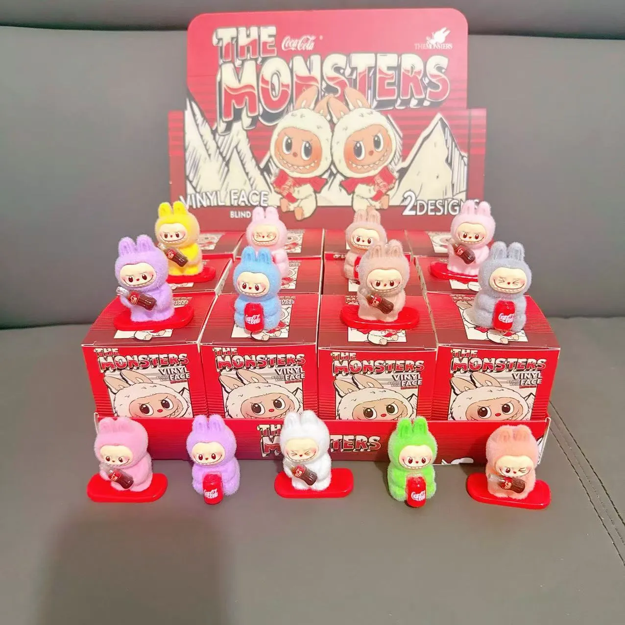 Labubu Flocking Doll Pendant Keychain Mini Blind Box Figure Toy For ...