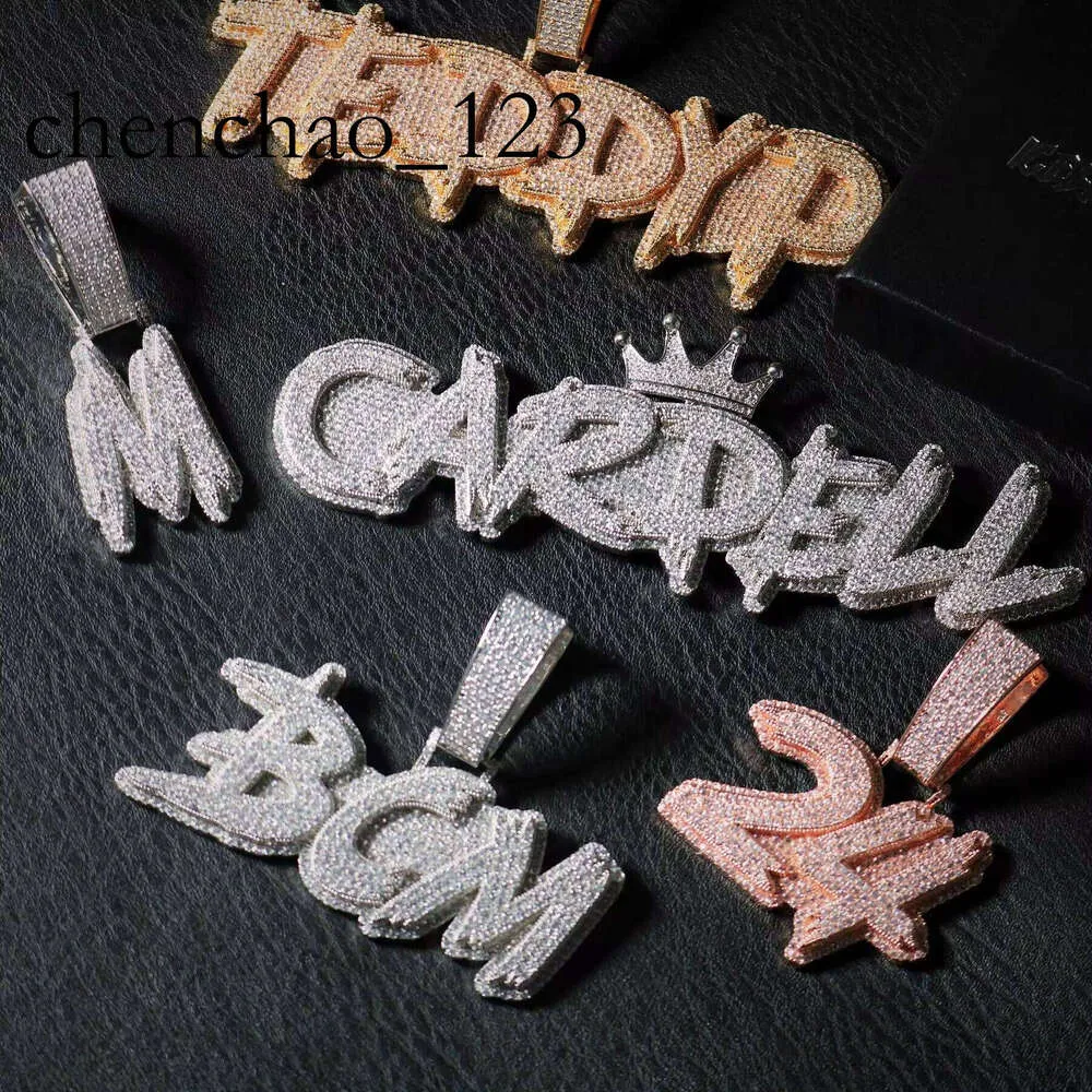 Personalized Hip Hop Rapper Diamond Name Necklace With Sterling Silver ...