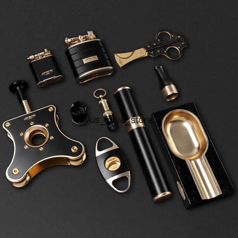Luxury Cigar Set Ashtray Lighter Cigar Tube Cigar Drill Cigar Cutter ...