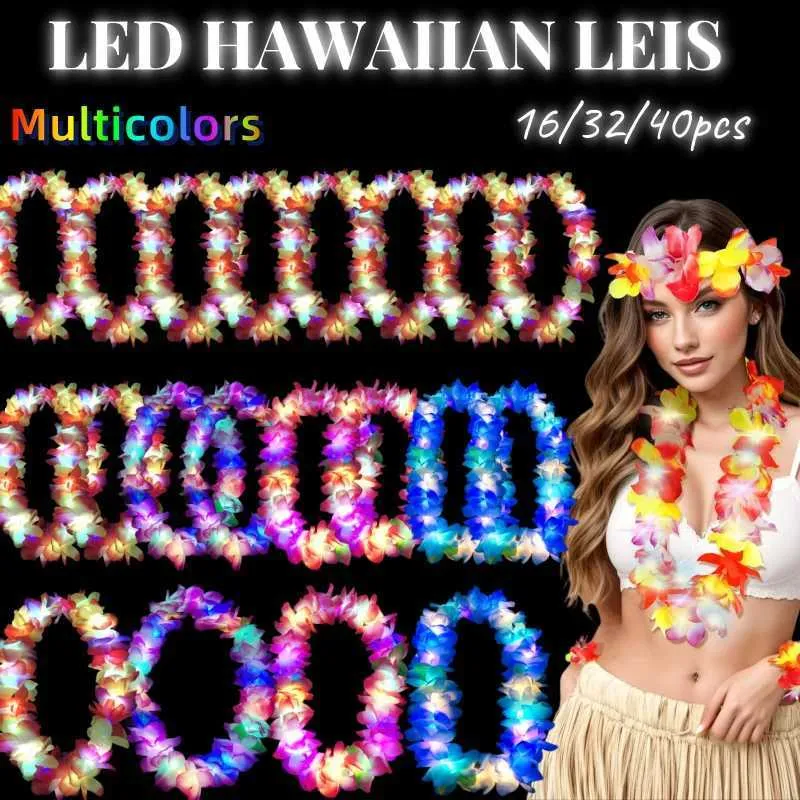 LED Light Up Hawaiian Non Flower Leis Necklace Set ... From Addilynn ...
