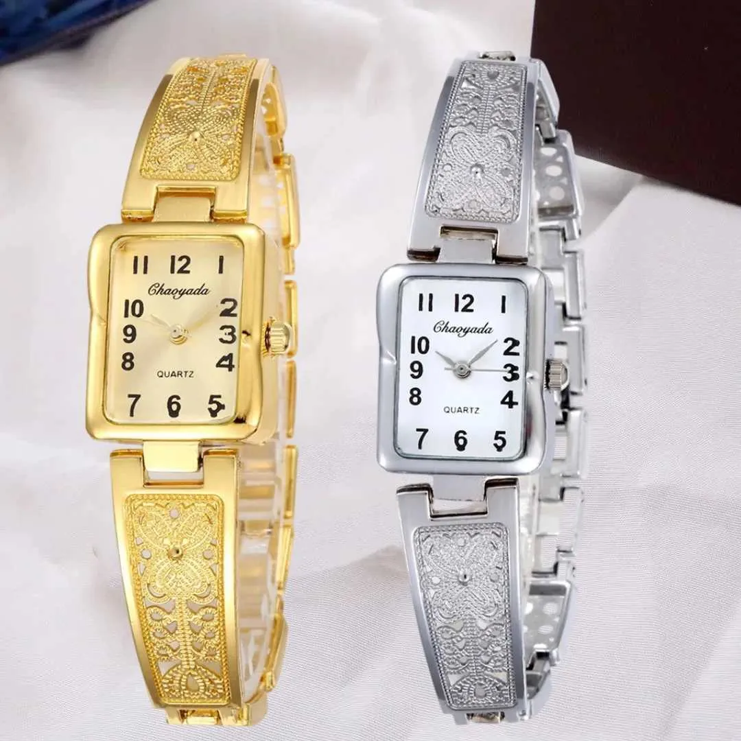 XJ250527 Womens Luxury Quartz Wrist Watches Gold & Silver Square Face ...