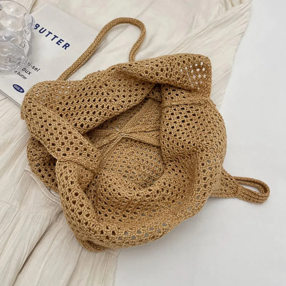 Women's Hollow Summer Hobo Bag, Solid Color Aesthetic, Large Capacity ...