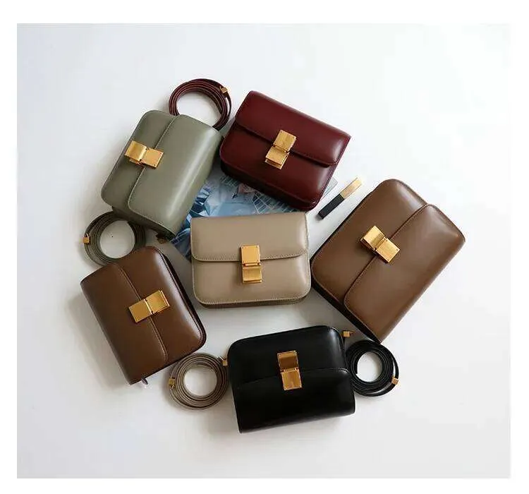 Ubellin Women's Classic Real Leather Smooth Tofu Box Large Square Bag ...