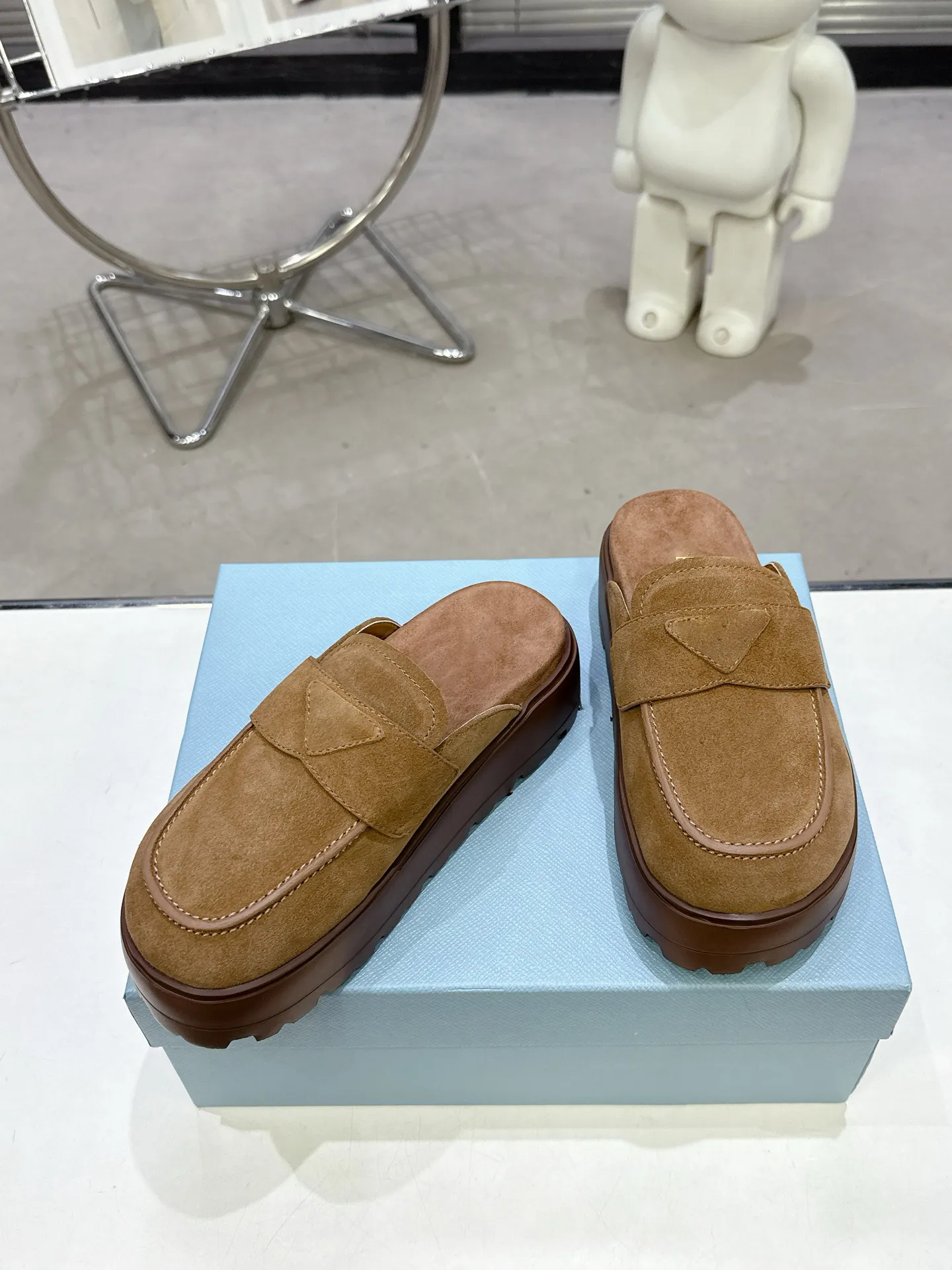 Designer Suede Platform Mules Padded Nappa Slippers... From ...