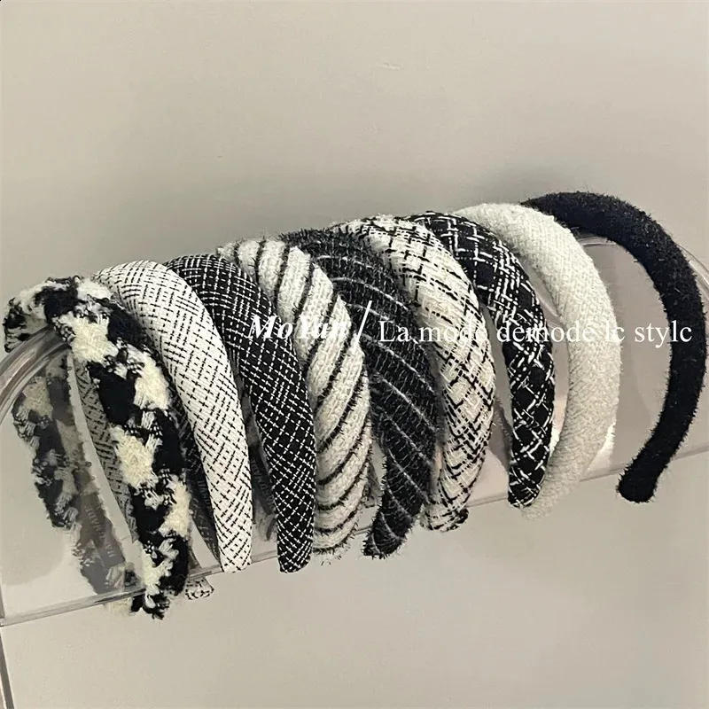 Sponge Hair Bands For Girls Knit Lattice Check Headbands Elegant Hair ...