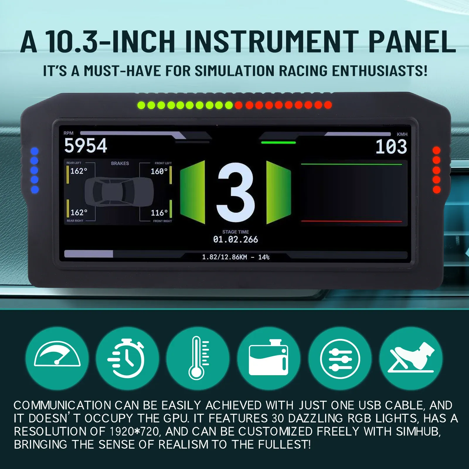SimRuito 10.3 Audi A4 Dashboard Display With 30RGB PC Engine And Sim Racing Dashboar From ...