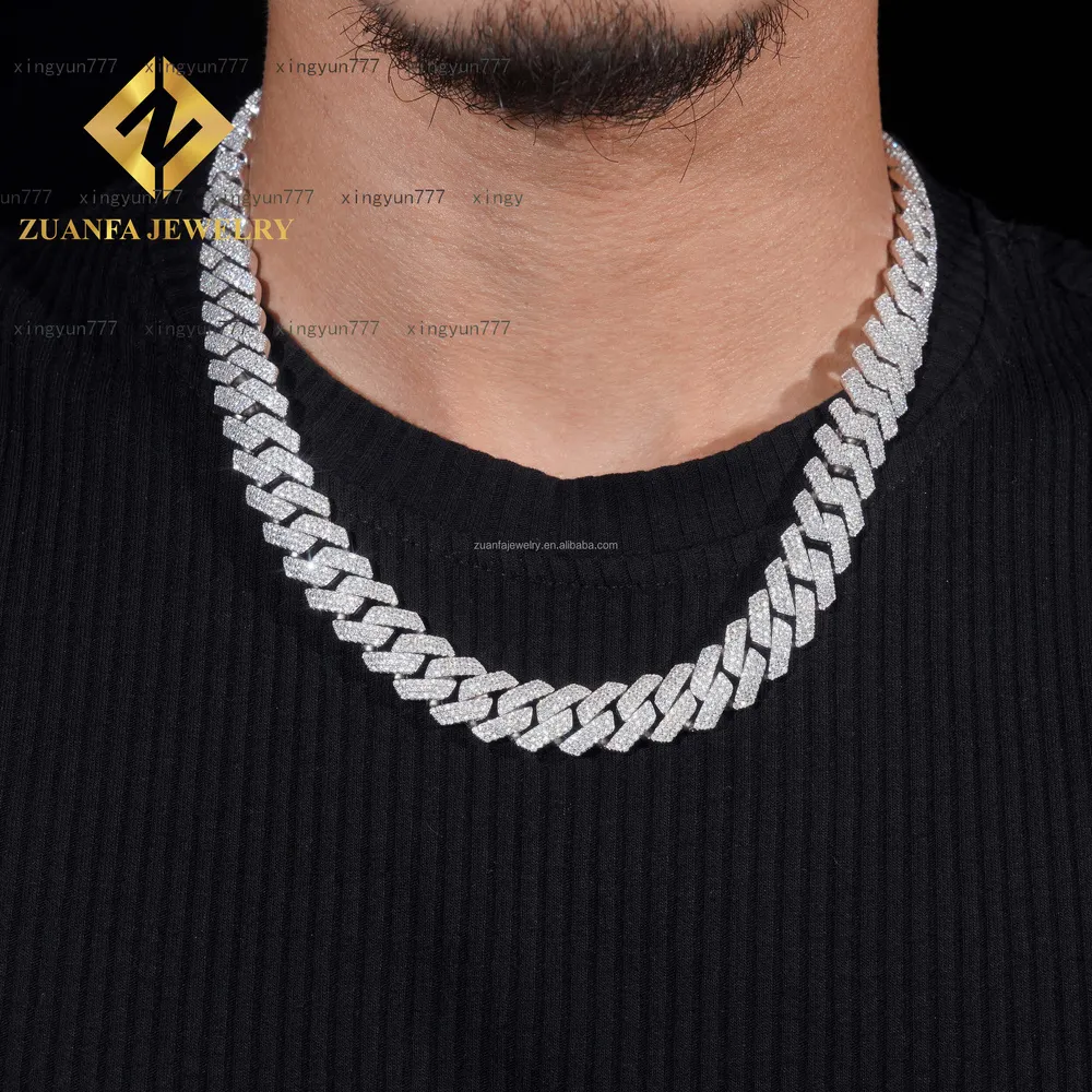 Buss Down Shining Rapper Jewelry 14mm 3 Row Moissanite Diamond Miami ...