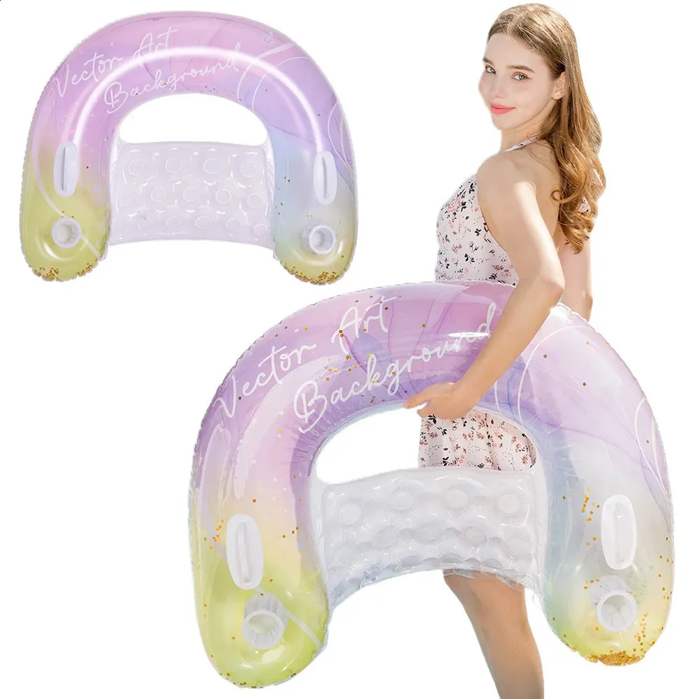Ergonomic U Shaped Floating Inflatable Pool Float Chair Lounger Seat ...