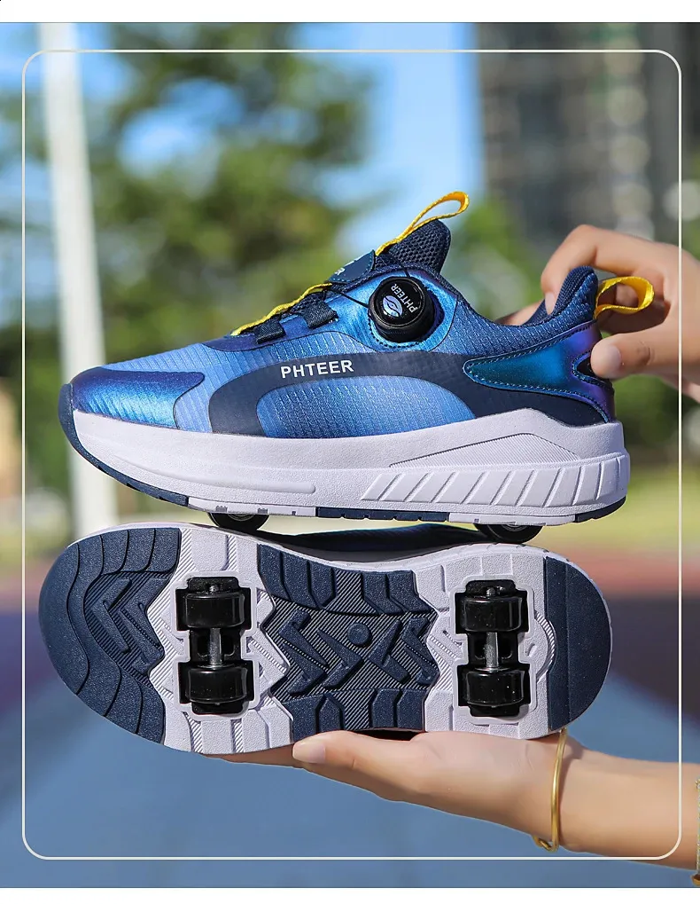 Kids' Two-Wheel Roller Skating Shoes with Light-Up Magic Stick ...