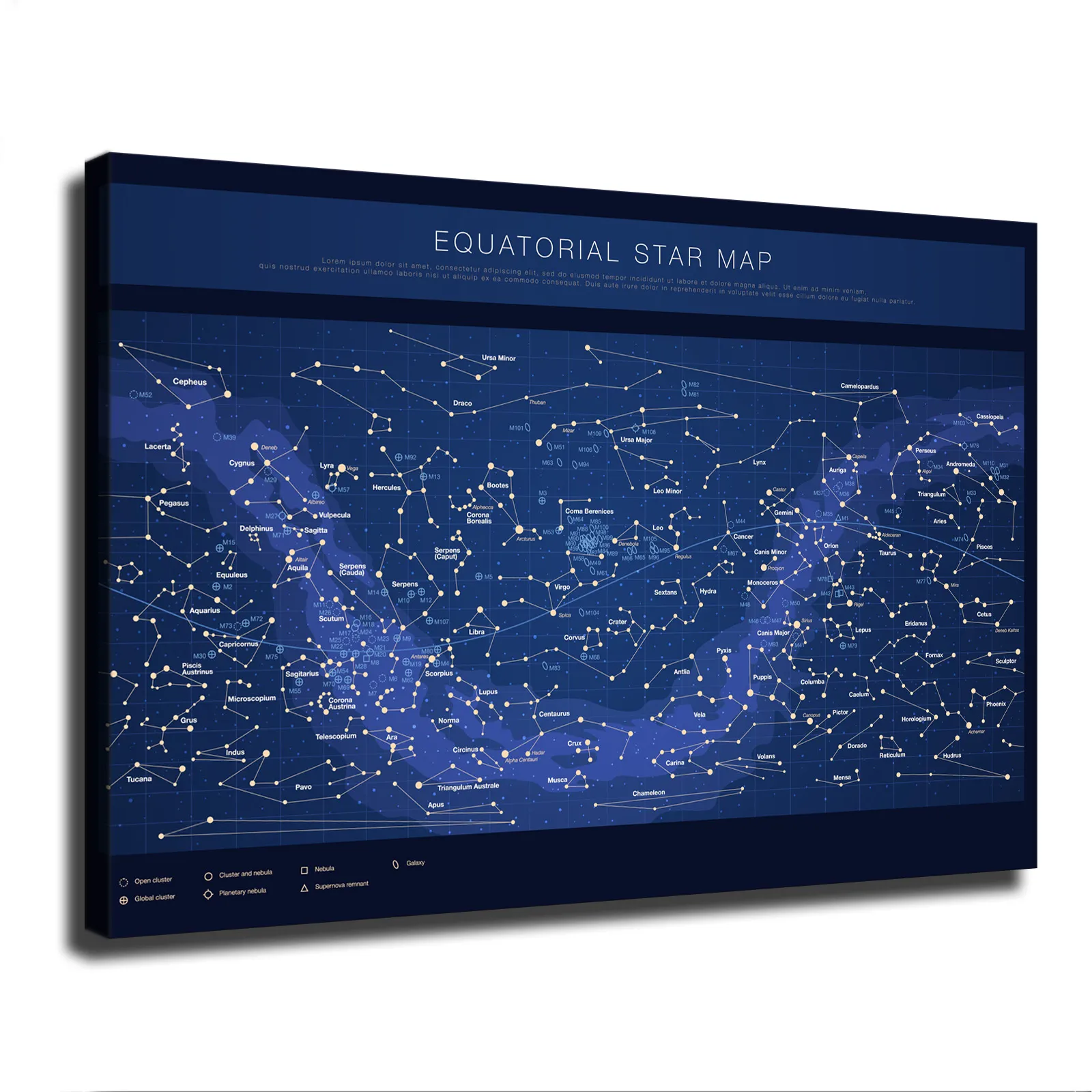 Equatorial Star Map Ecliptic Constellations With Star Names Highly ...