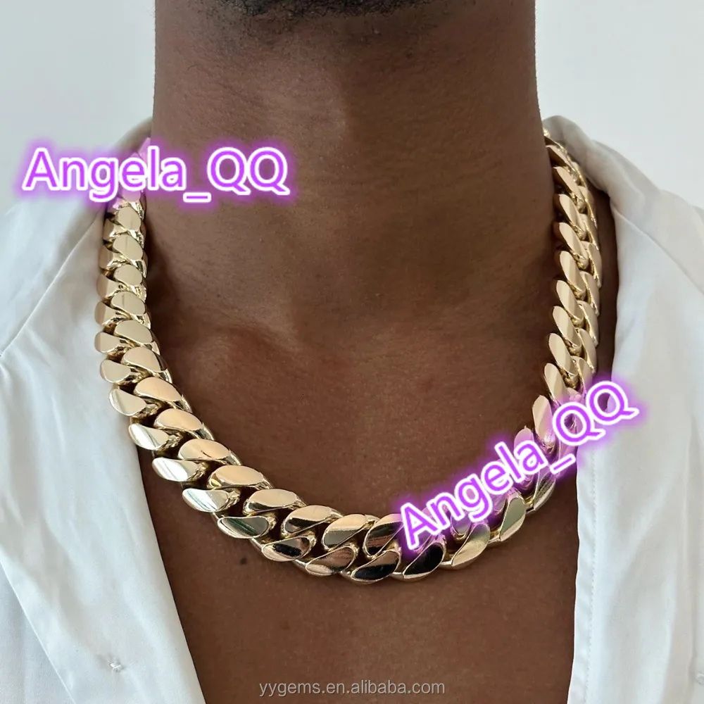 Custom Plain Miami Cuban Link Chain Solid Silver Moissanite Lock ...