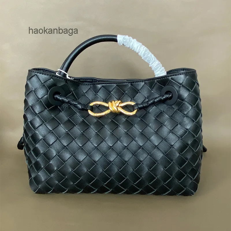 Luxury Designer Woven Bag Andiamo Intrecciato Woven Brass Finish With ...